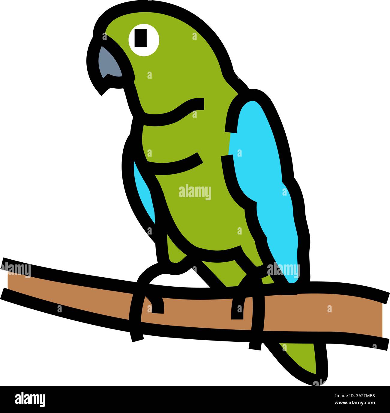 parrot perched branch color icon vector illustration Stock Vector Image ...