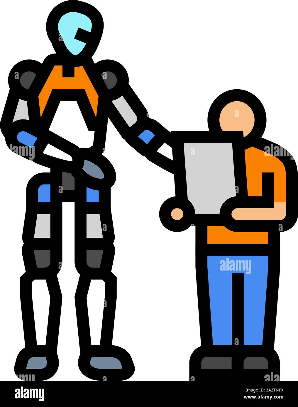 robot child interaction social robotics color icon vector illustration ...