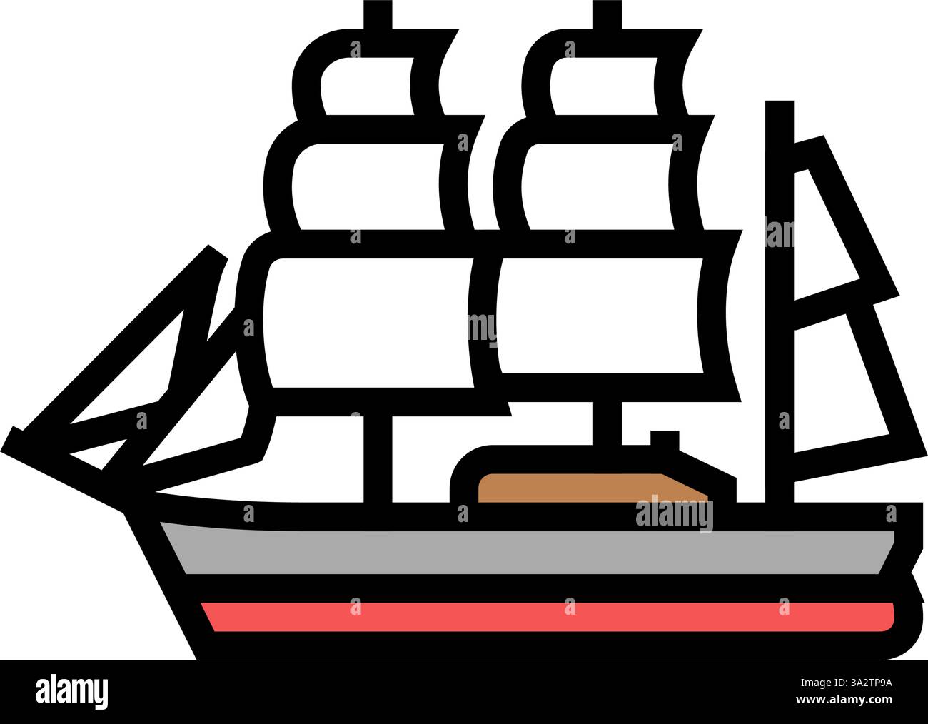 ship with sails geographical discoveries color icon vector illustration ...
