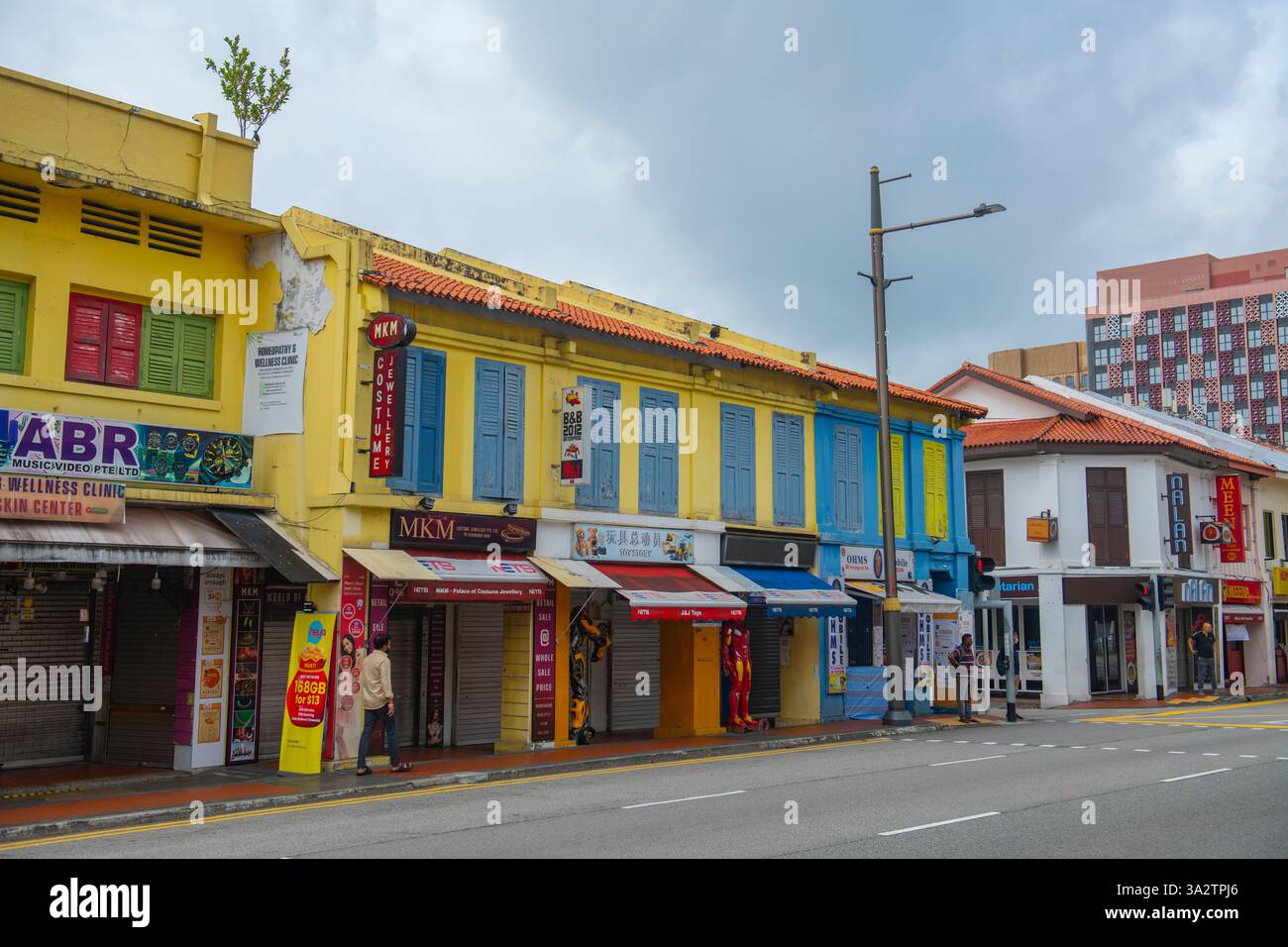 Historic commercial buildings on Serangoon Road at Upper Dickson Road ...