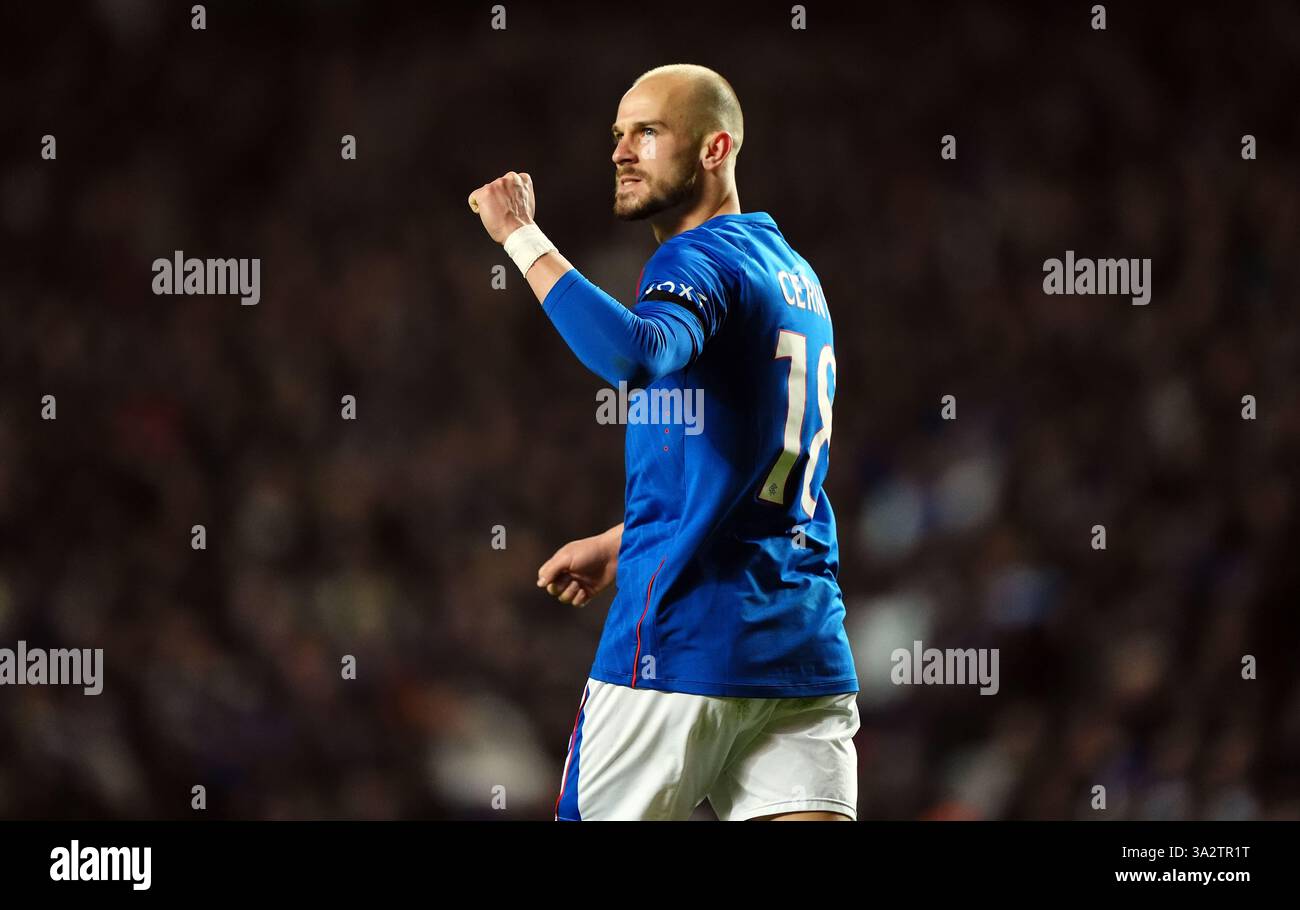 Rangers' Vaclav Cerny celebrates during the penalty shoot out during ...