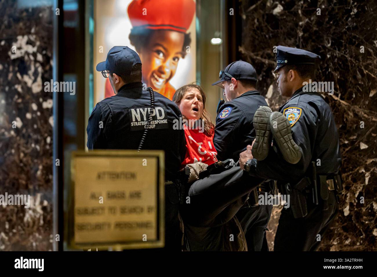 ?NEW YORK, NEW YORK - MARCH 1?3: Demonstrators are detained by NYPD ...