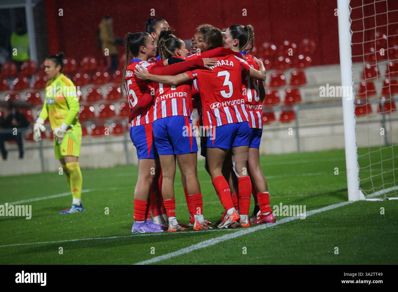 Alcalá de Henares, Spain, March 13, 2025: Atlético de Madrid players ...