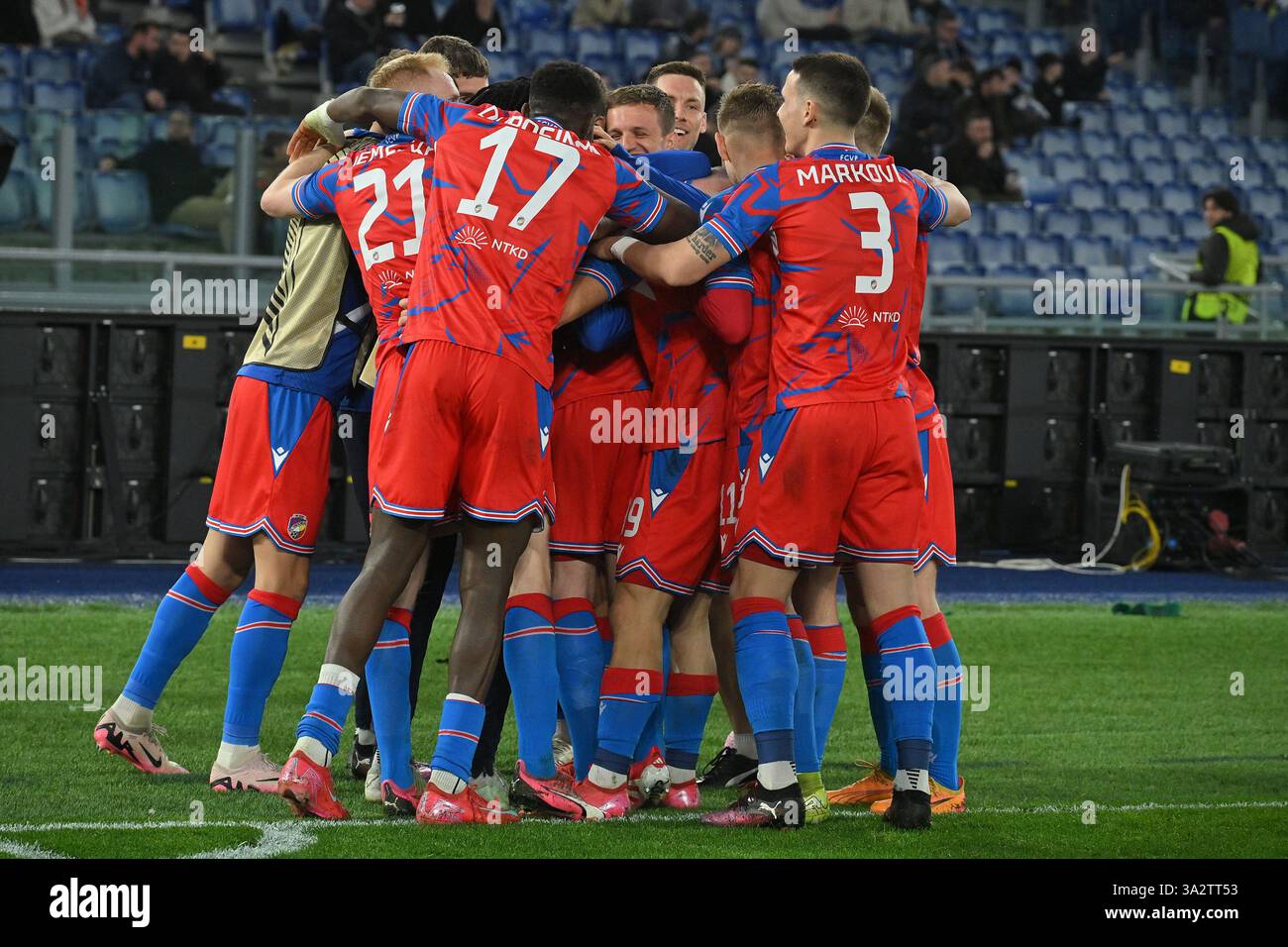 Rome, Lazio. 13th Mar, 2025. Pavel Sulc of Viktoria Plzen celebrates ...