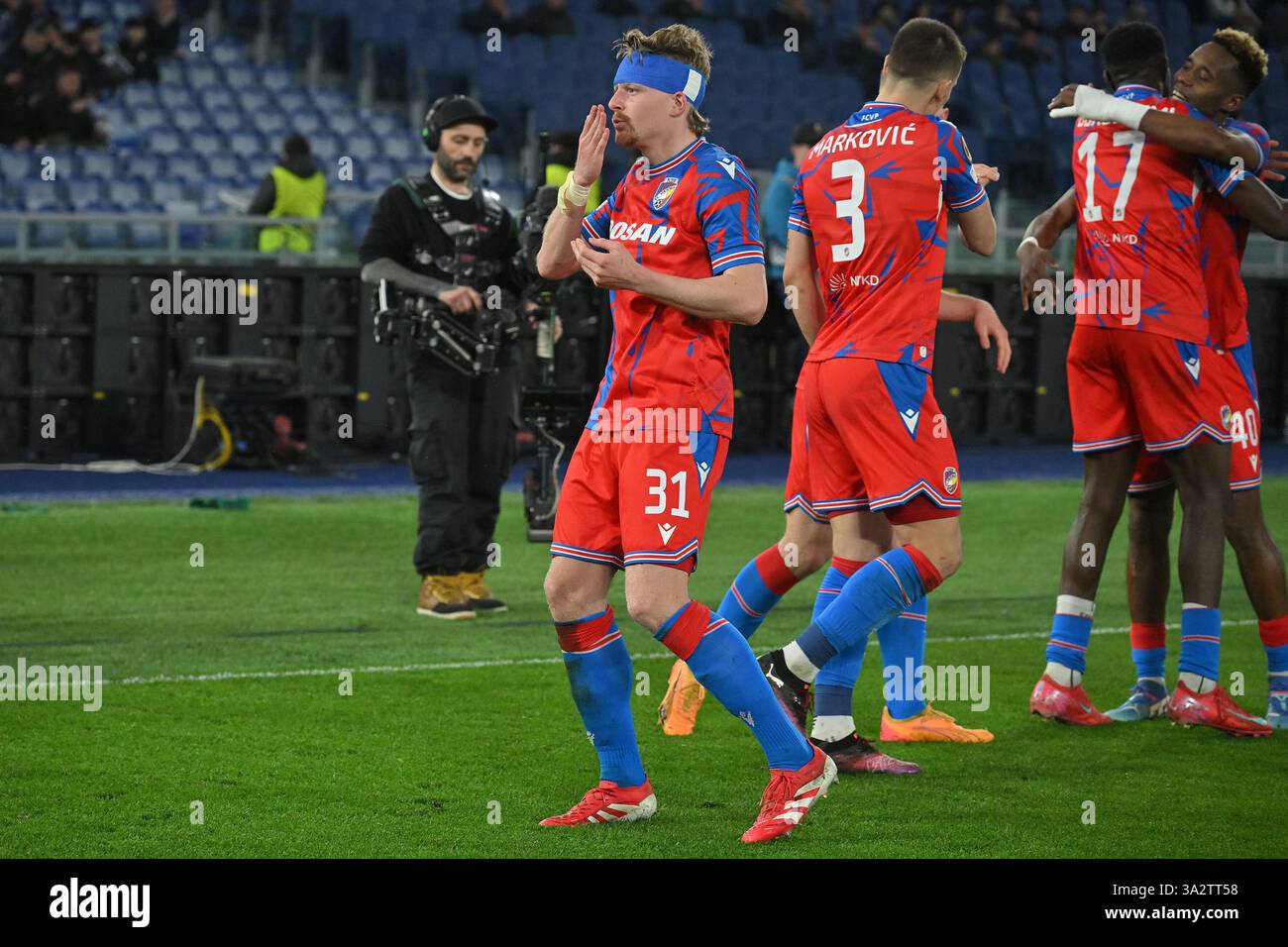 Rome, Lazio. 13th Mar, 2025. Pavel Sulc of Viktoria Plzen celebrates ...