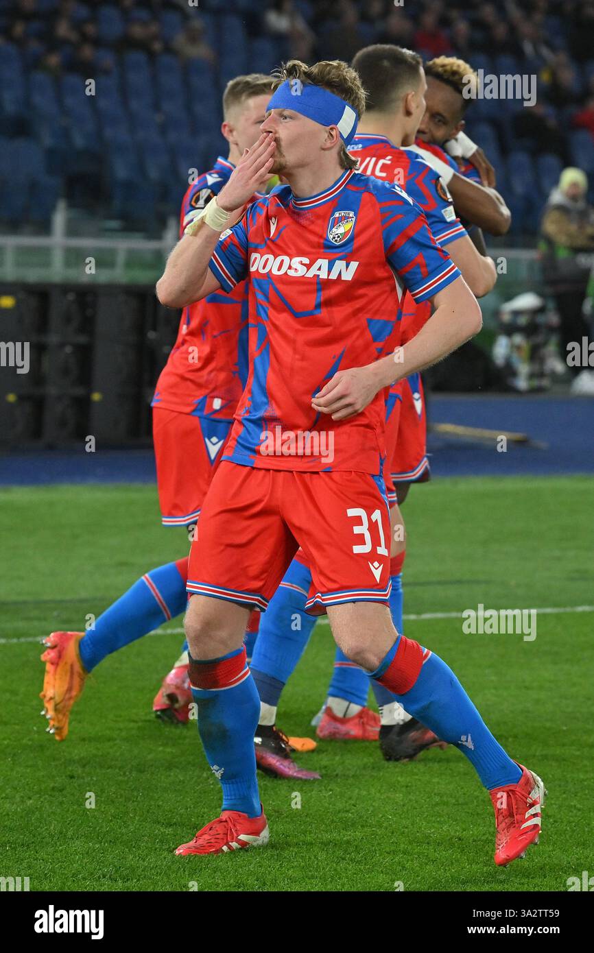 Rome, Lazio. 13th Mar, 2025. Pavel Sulc of Viktoria Plzen celebrates ...