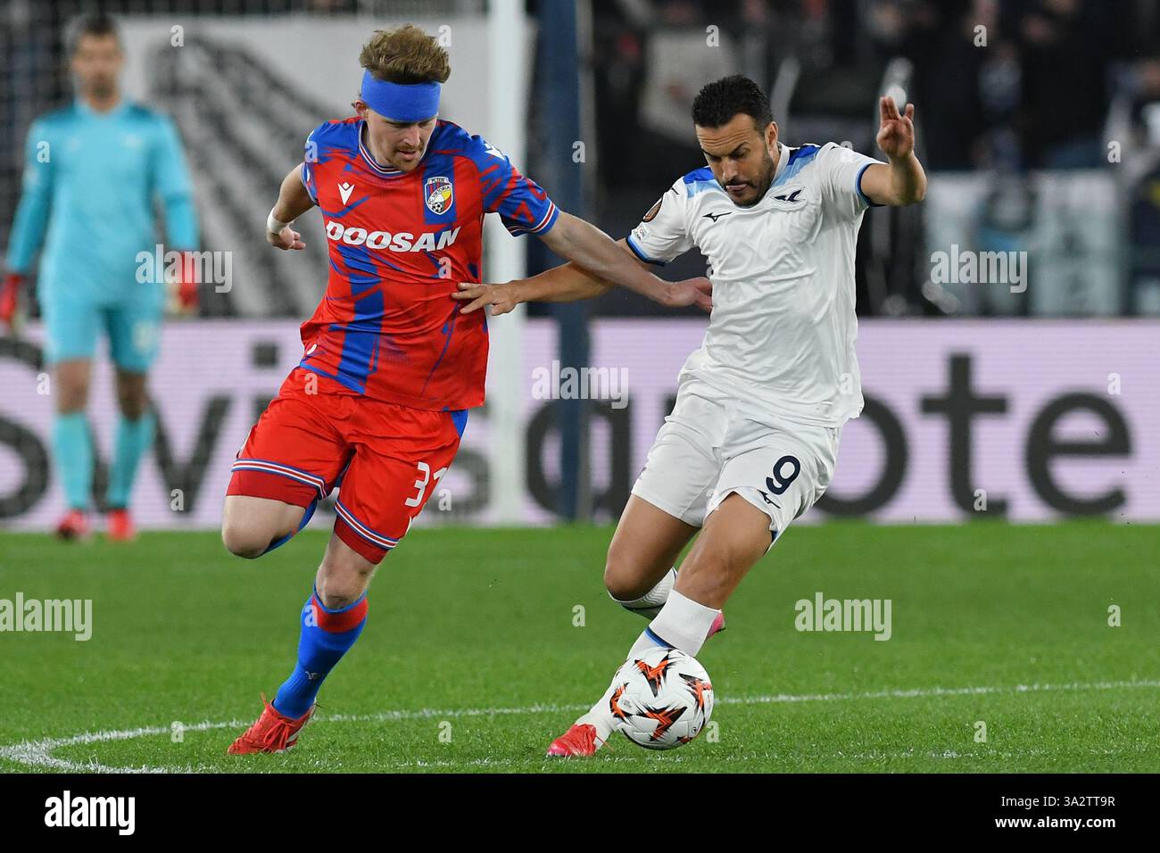 Rome, Lazio. 13th Mar, 2025. Pavel Sulc of Viktoria Plzen, Pedro ...