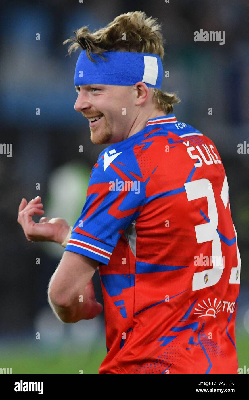 Rome, Lazio. 13th Mar, 2025. Pavel Sulc of Viktoria Plzen celebrates ...