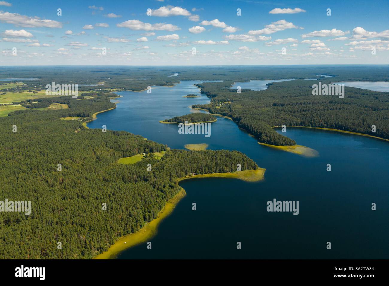 Aerial View of Labanoras Regional Park With Lakes and Forests ...