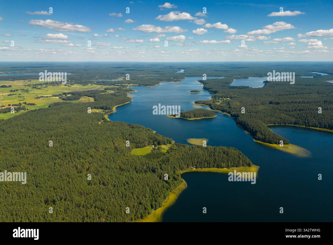 Aerial View of Labanoras Regional Park With Lakes and Forests ...