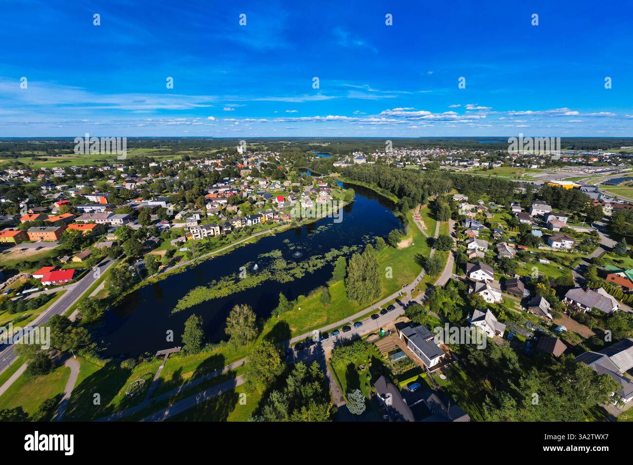 Aerial View of Moletai Town, The Region Has Many Lakes and is a Popular ...