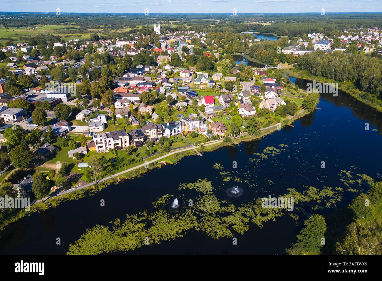 Aerial View of Moletai Town, The Region Has Many Lakes and is a Popular ...