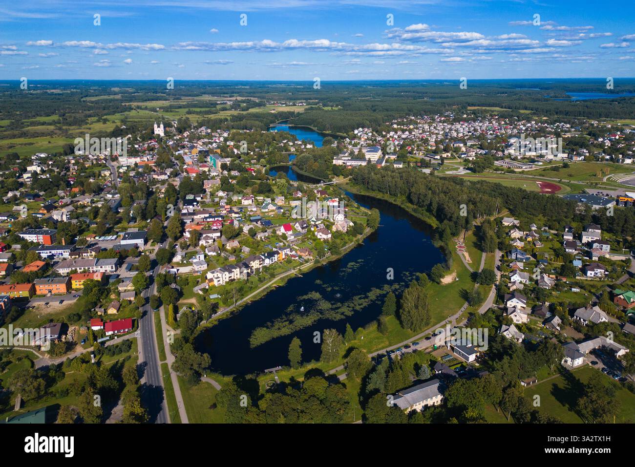 Aerial View of Moletai Town, The Region Has Many Lakes and is a Popular ...