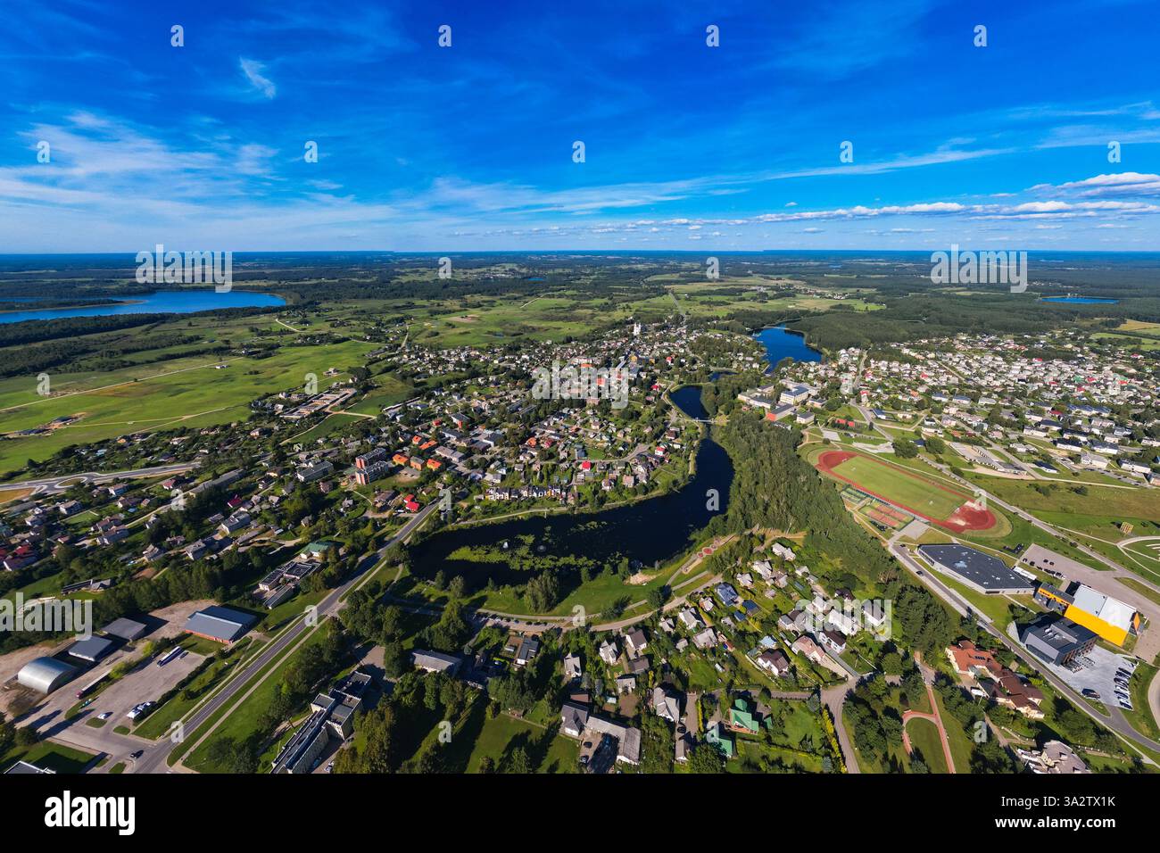 Aerial View of Moletai Town, The Region Has Many Lakes and is a Popular ...