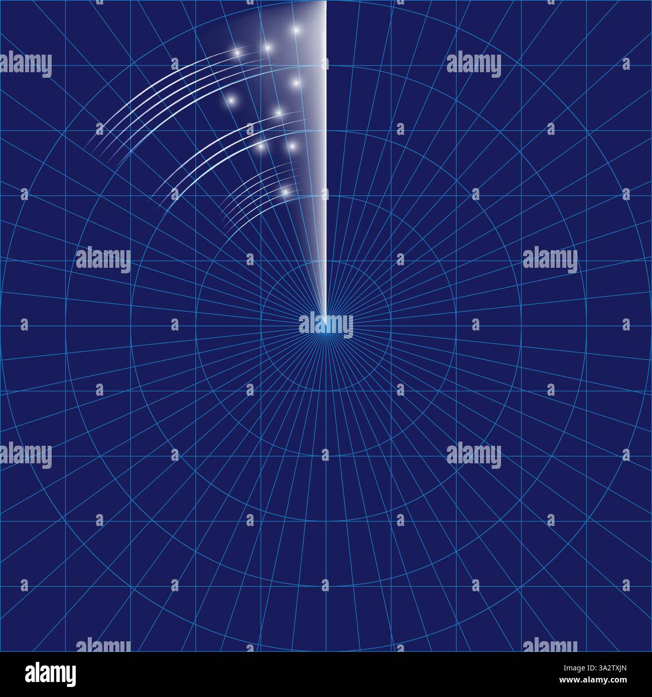 Vector blue radar screen. Display panel. Navy scanner. Military detect ...