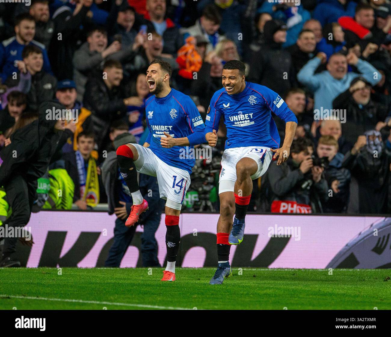 Ibrox Stadium, Glasgow, UK. 13th Mar, 2025. UEFA Europa League Last 16 ...