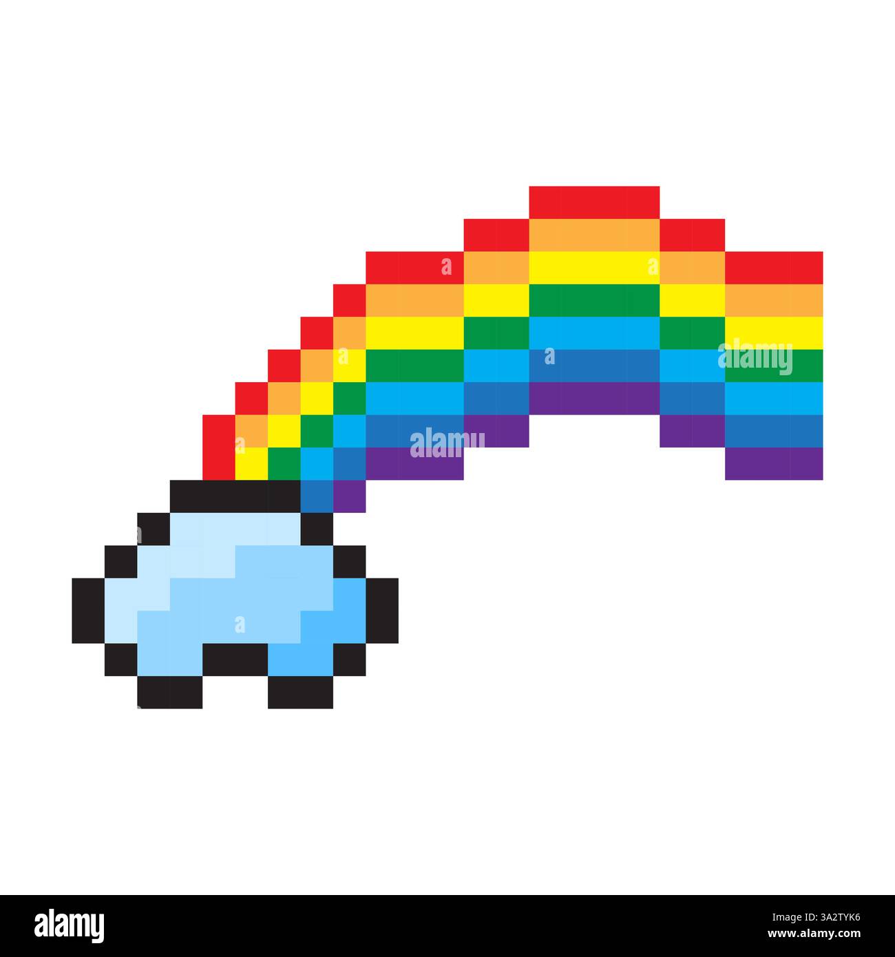 Pixel cloud rainbow. Retro game style. Colorful vector illustration ...