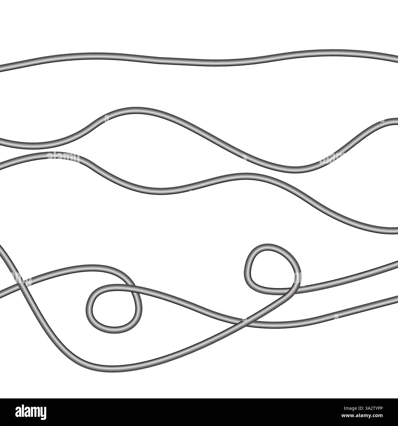 Abstract rope lines. Gray vector illustration. Wavy loop design ...