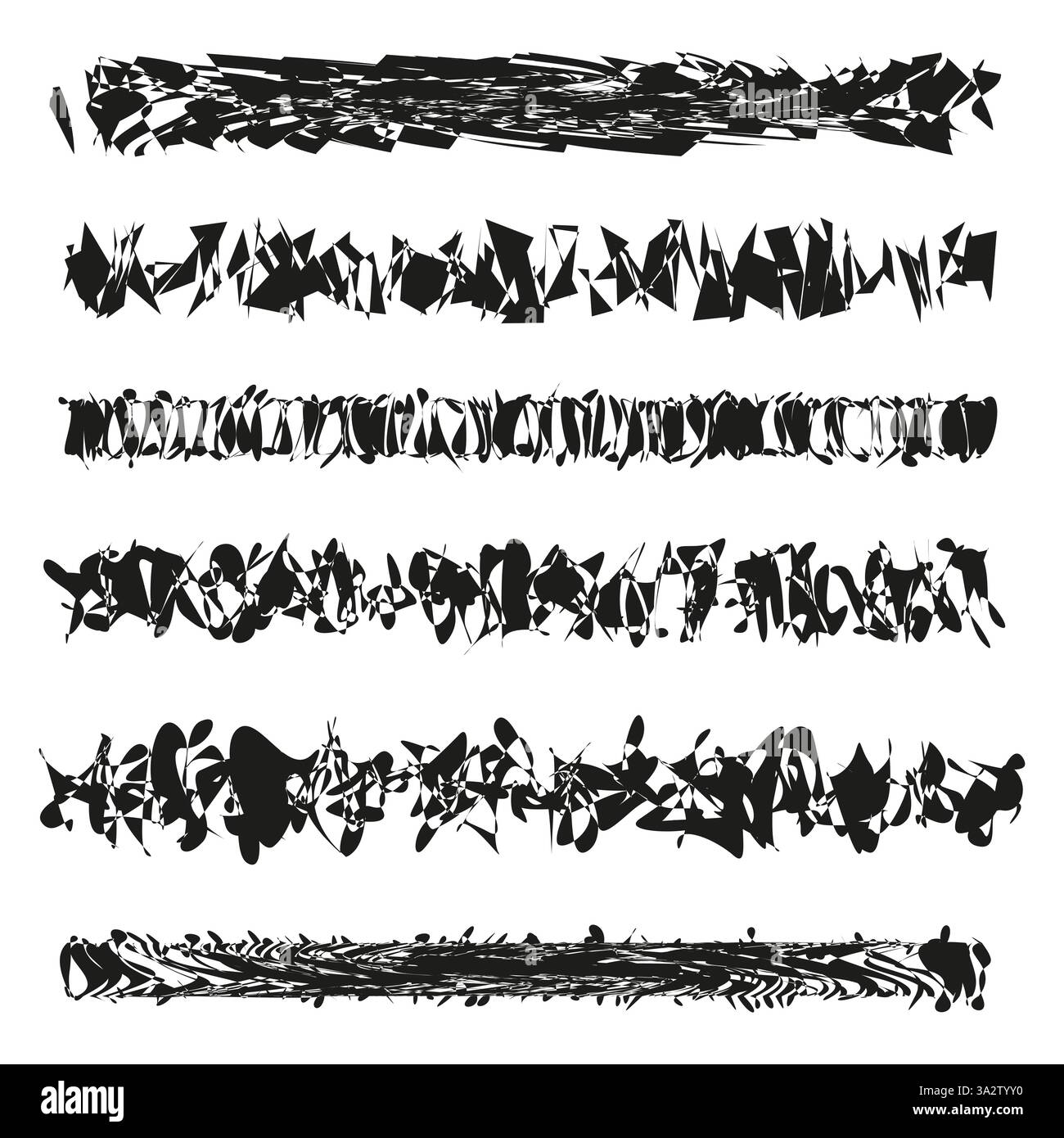 Chaotic line sequence. Distorted abstract pattern. Random shape texture. Black white contrast ...