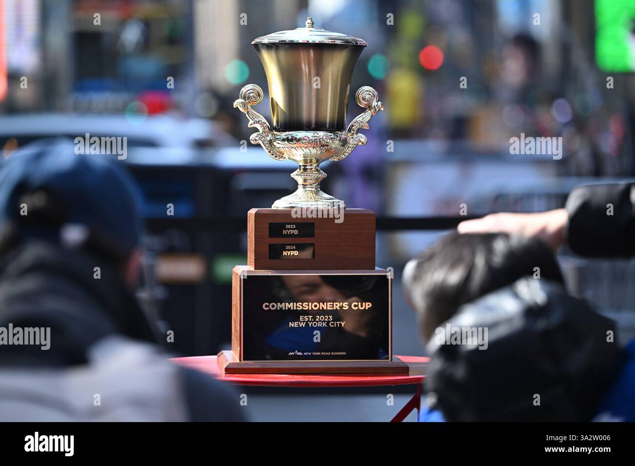 Commissioner's Cup on display at the New York Road Runners's 2025 ...