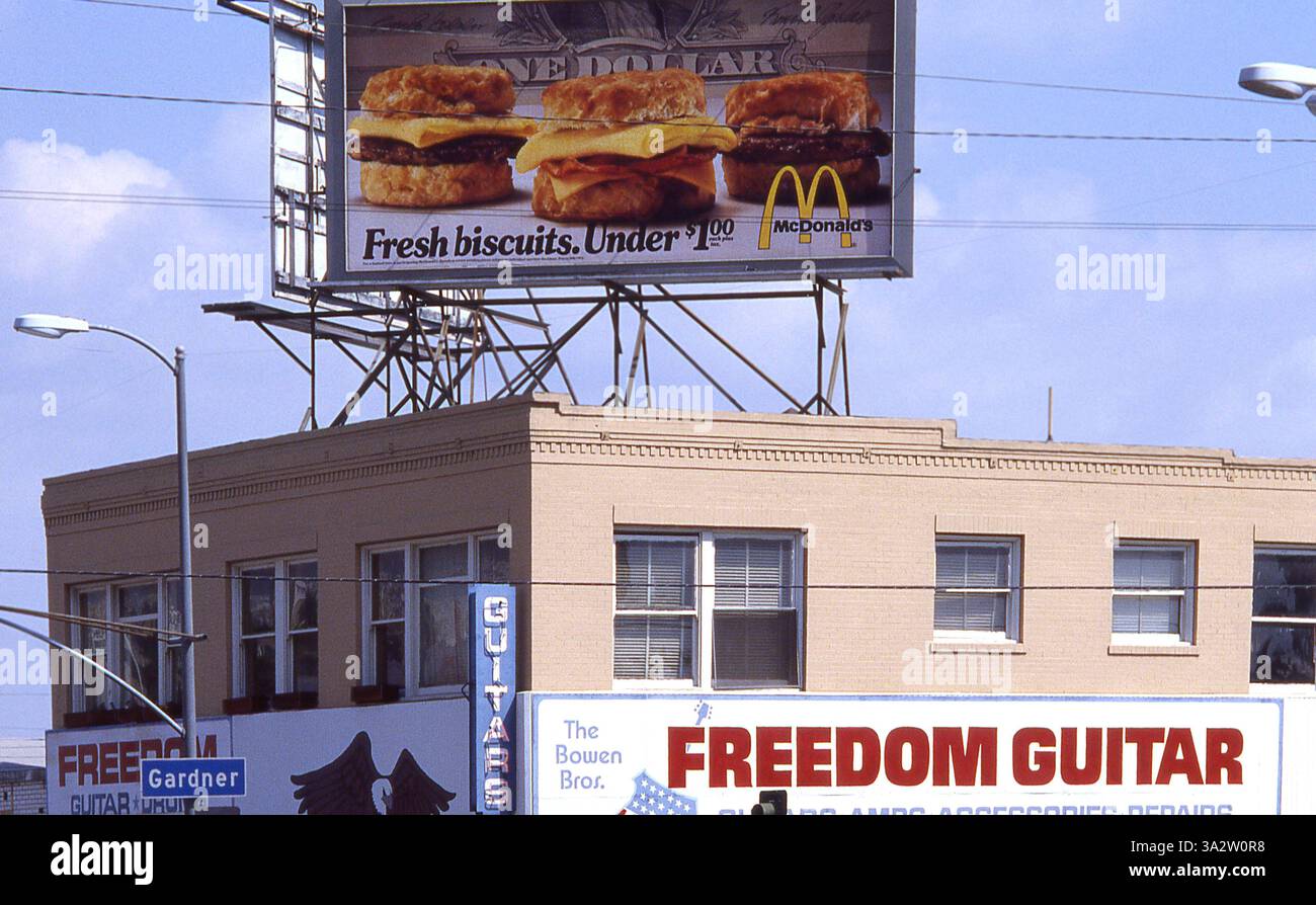Roadside advertisement in Los Angeles, CA, USA, approx. 1989 Stock ...