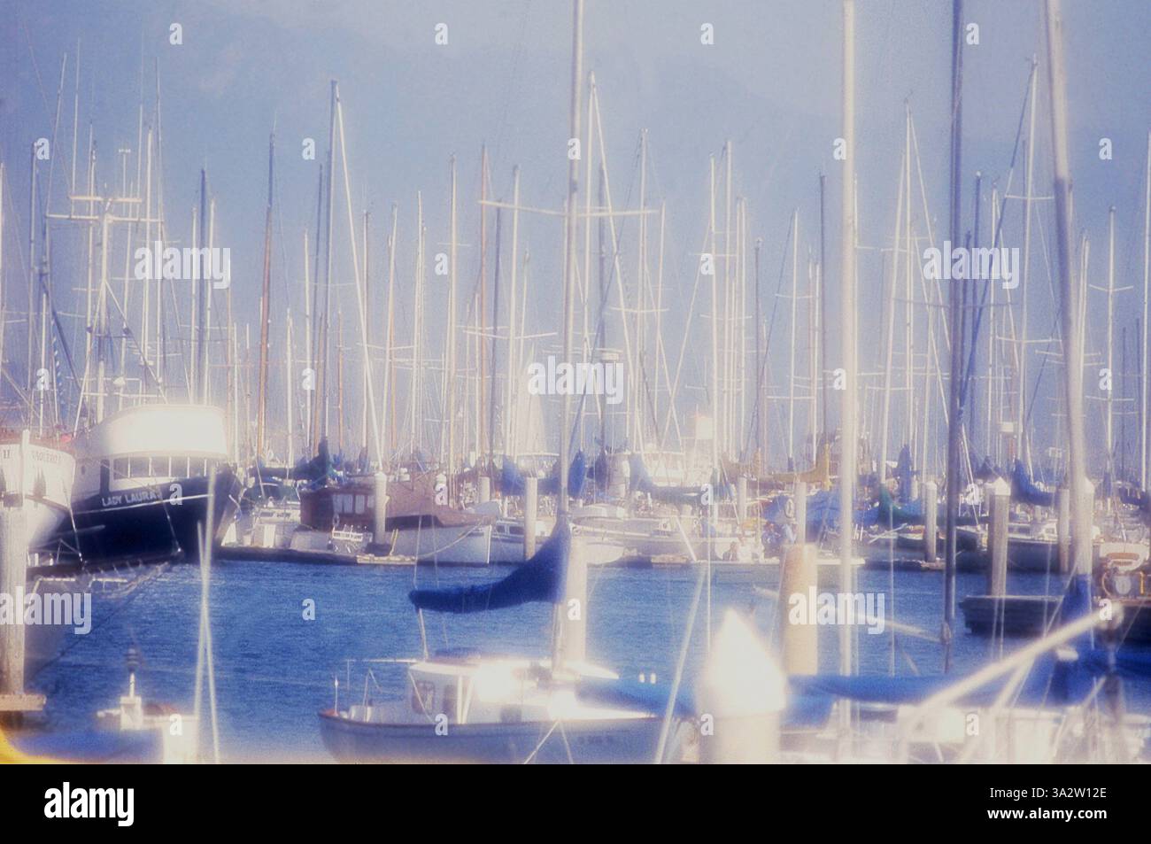 Boats docked in a marina in California, USA, approx. 1990 Stock Photo ...