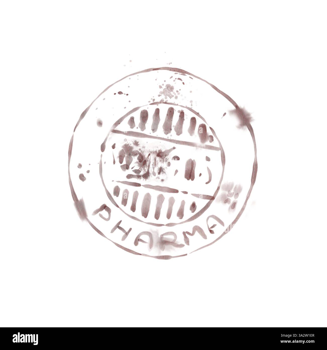 This stylized pharmaceutical logo prominently features a circular ...