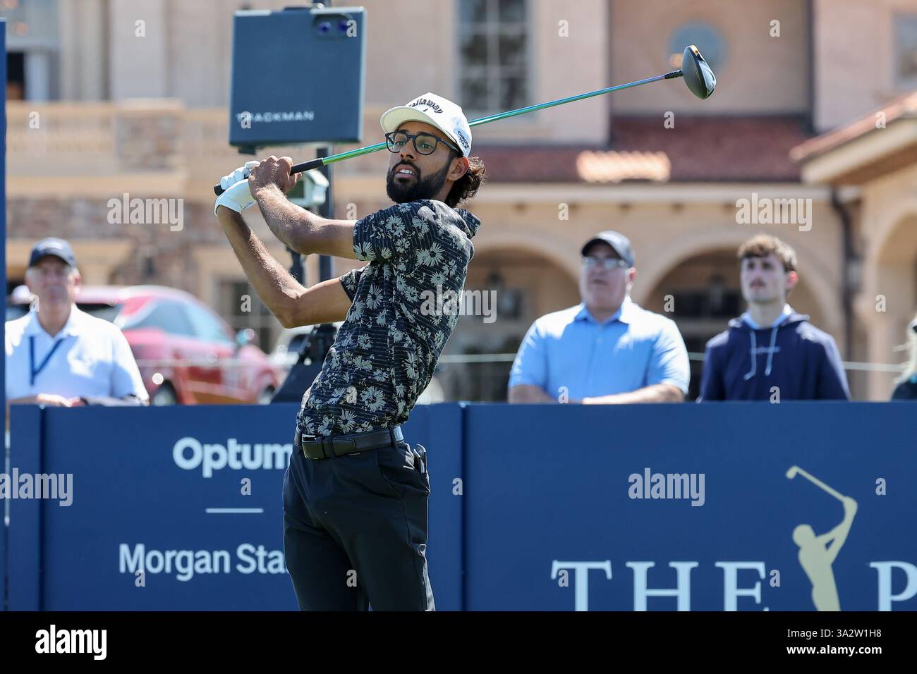 March 13, 2025: Akshay Bhatia hits his tee shot on the 1st tee during the first round of THE ...