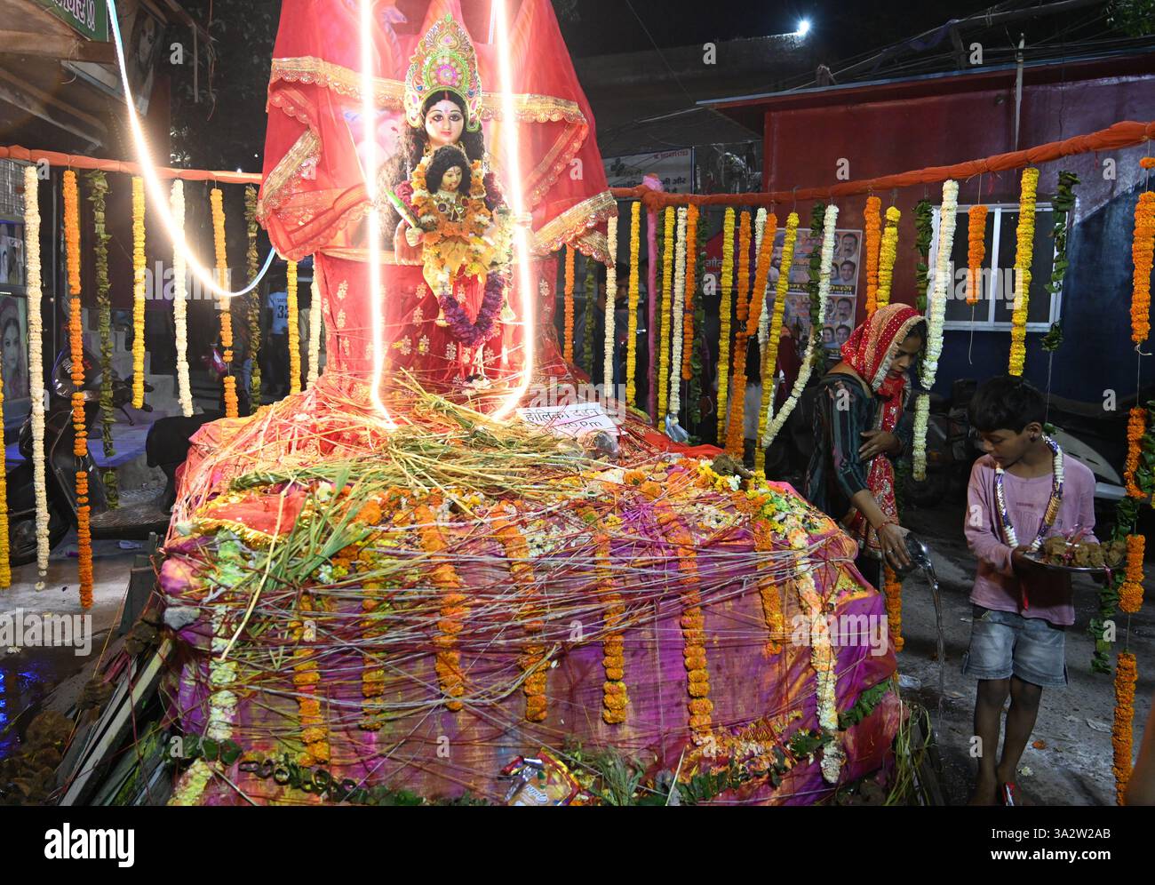 NEW DELHI, INDIA - MARCH 13: People celebrate the eve of Holi with the ...