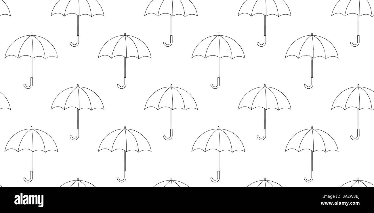 Repeated pattern of umbrellas on a simple white background in a ...