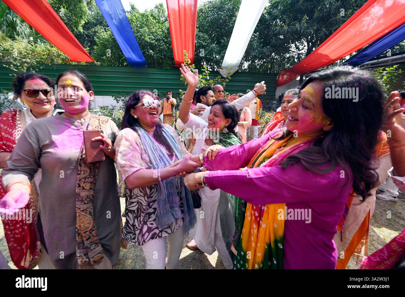 NEW DELHI, INDIA - MARCH 13: BJP MP Manoj Tiwari with supporters during ...