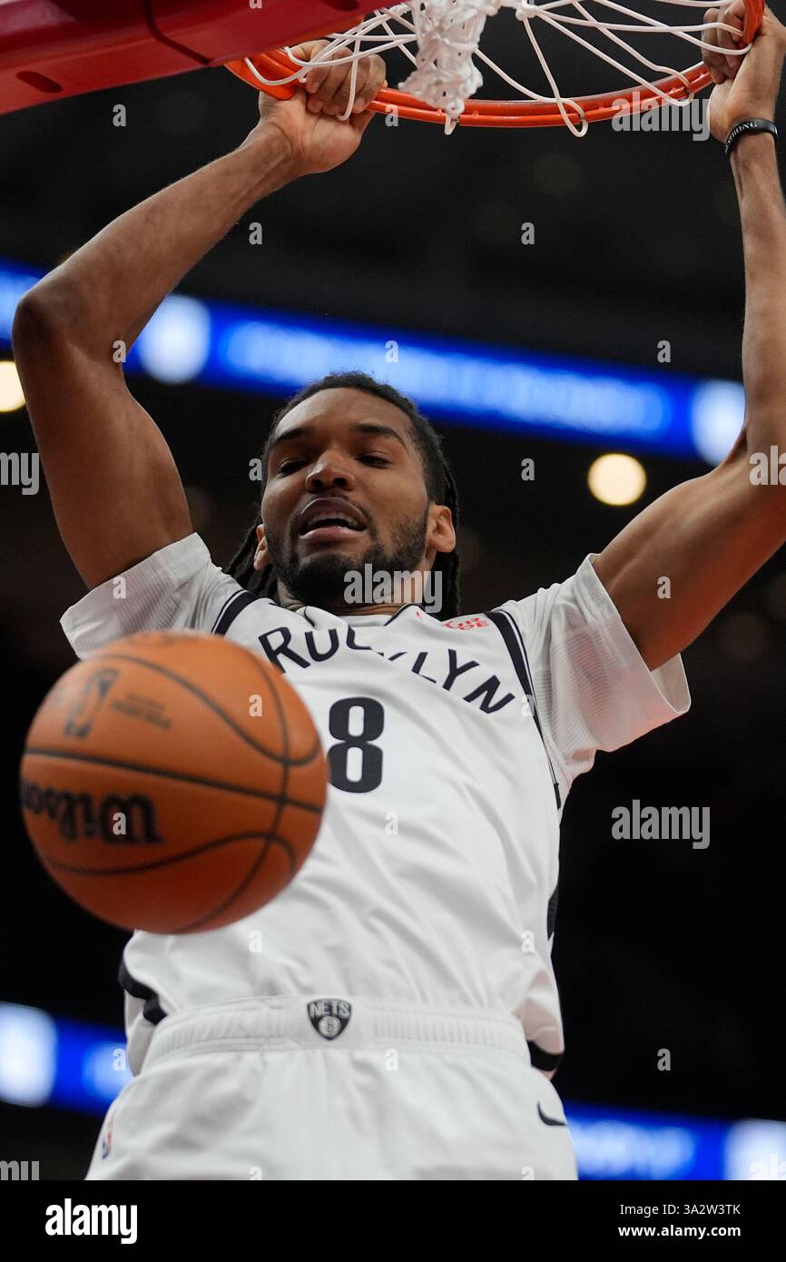 Brooklyn Nets forward Ziaire Williams (8) dunks the ball during the ...