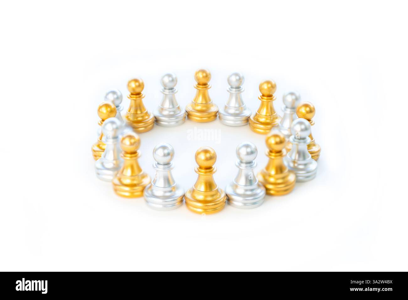 Pawns stand in a circle in white background, concept of Solidarity ...