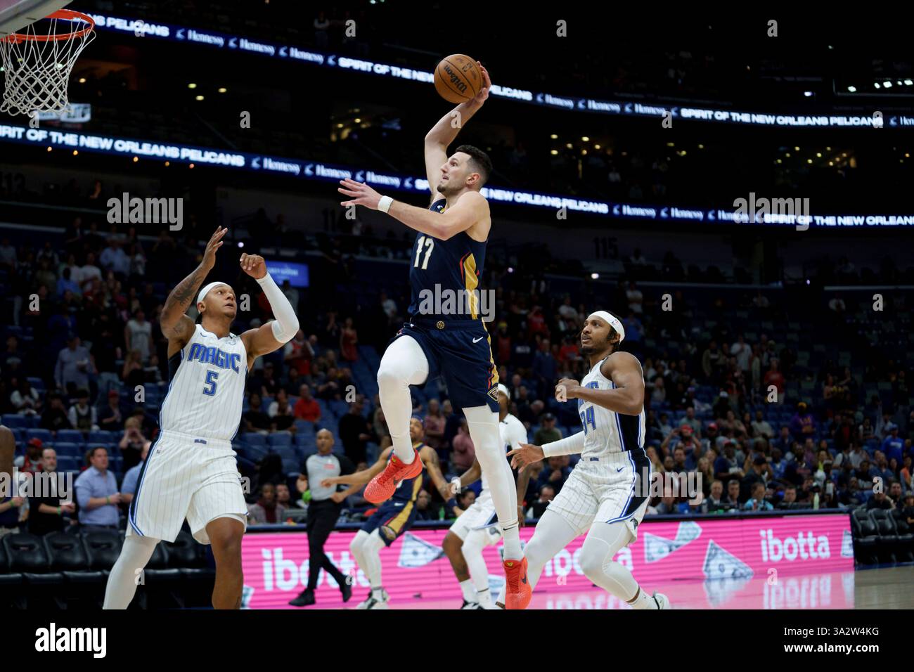 New Orleans Pelicans center Karlo Matkovic (17) dunks against Orlando ...