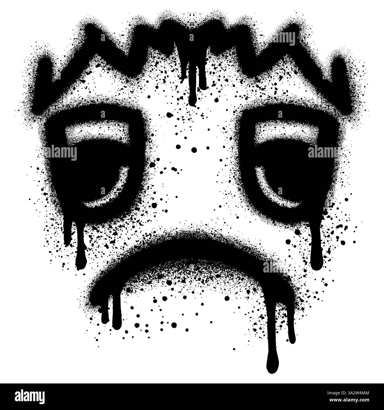 Graffiti Spray Paint Sad emoticon Isolated on white background Stock ...