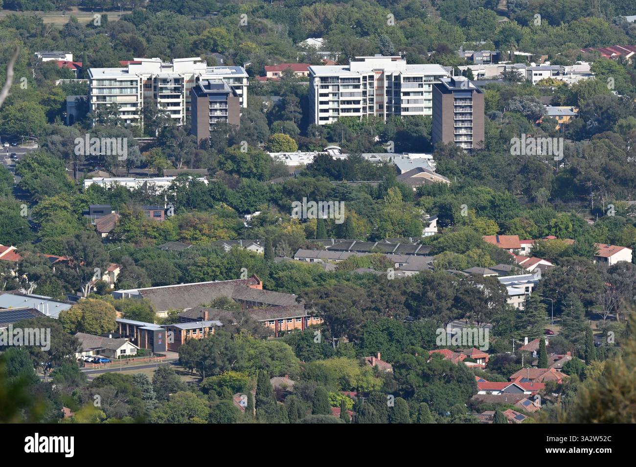 Apartment buildings are seen in Canberra, Australian Capital Territory ...