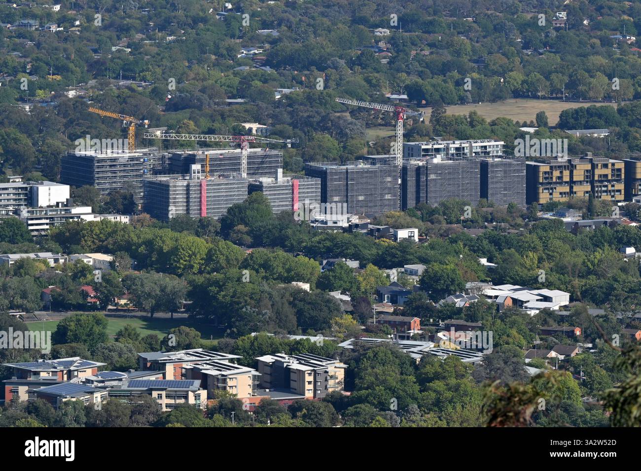 Apartment buildings are seen in Canberra, Australian Capital Territory ...