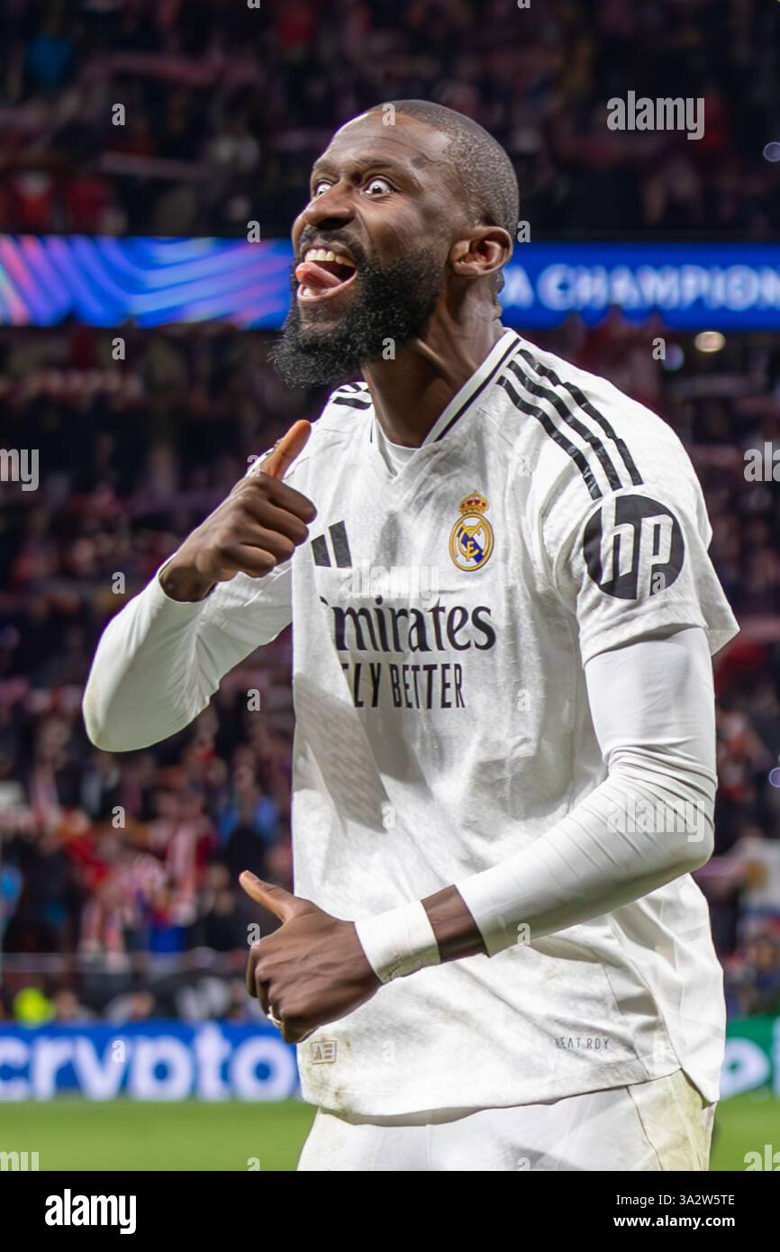 Madrid, Spain. 13th Mar, 2025. Antonio Rudiger of Real Madrid ...