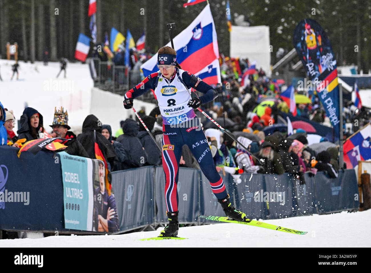 Pokljuka, Slovenia. 13th Mar, 2025. Ida Lien of Norway in action during ...