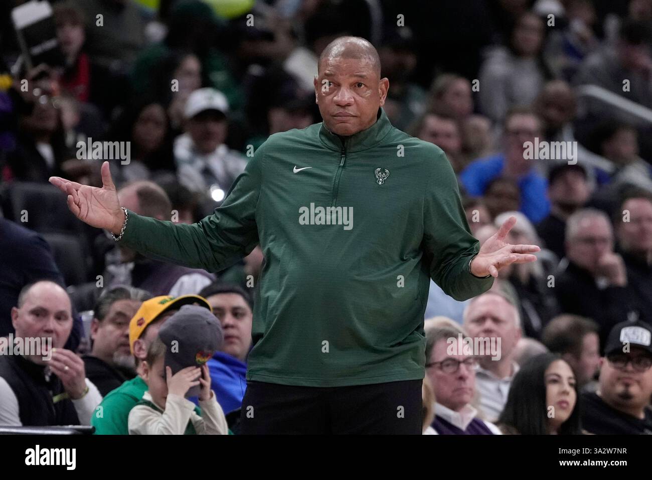 Milwaukee Bucks head coach Doc Rivers reacts during the second half of ...
