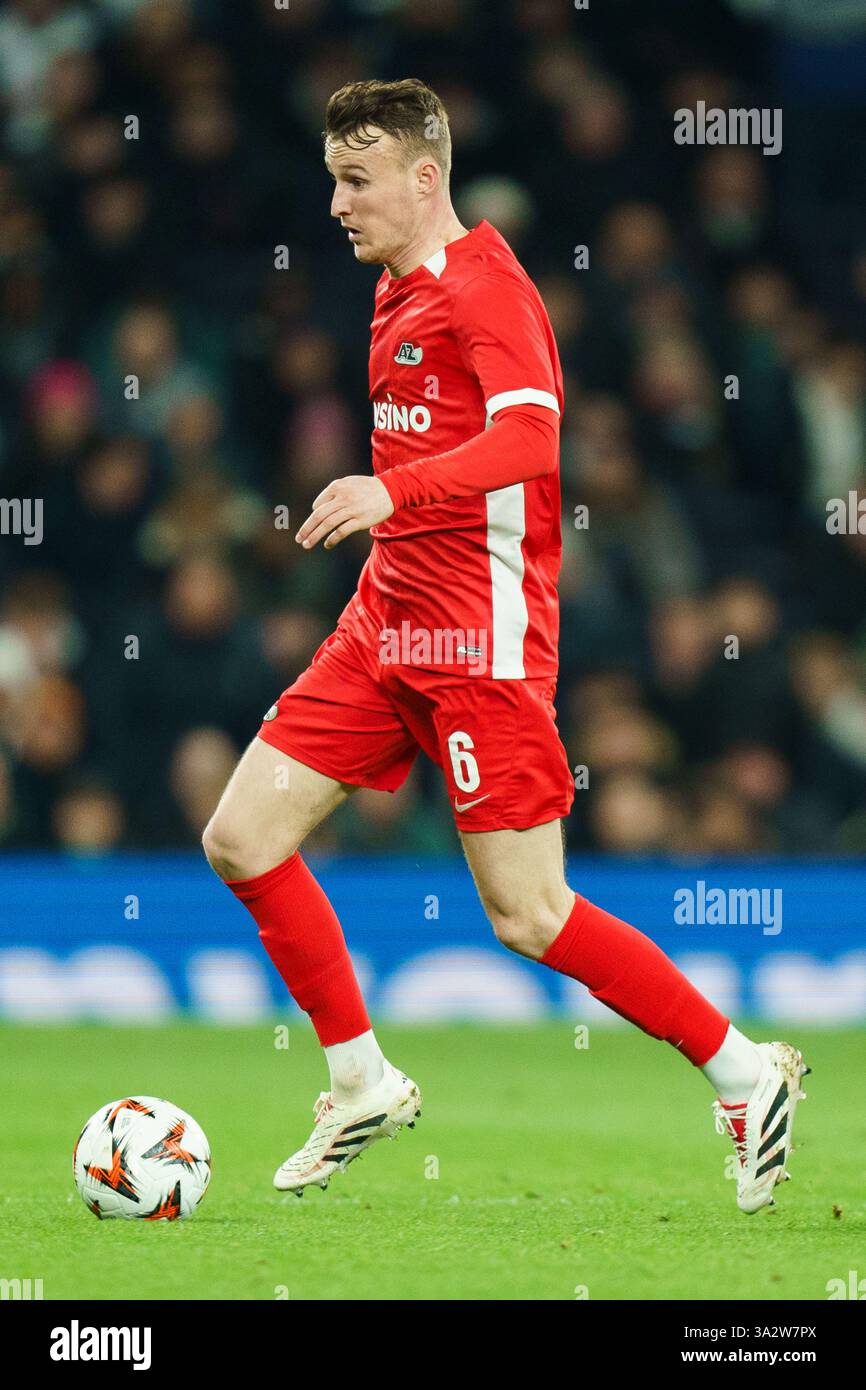 London, UK. 13th Mar, 2025. Peer Koopmeiners of AZ Alkmaar during the ...