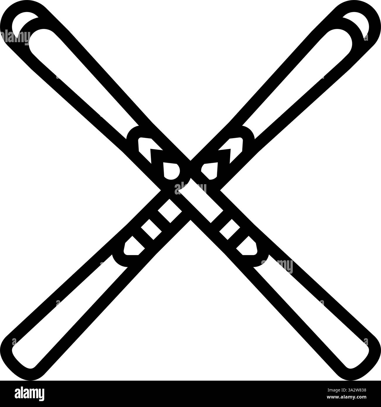 pair skis crossed mountain skiing line icon vector. pair skis crossed ...