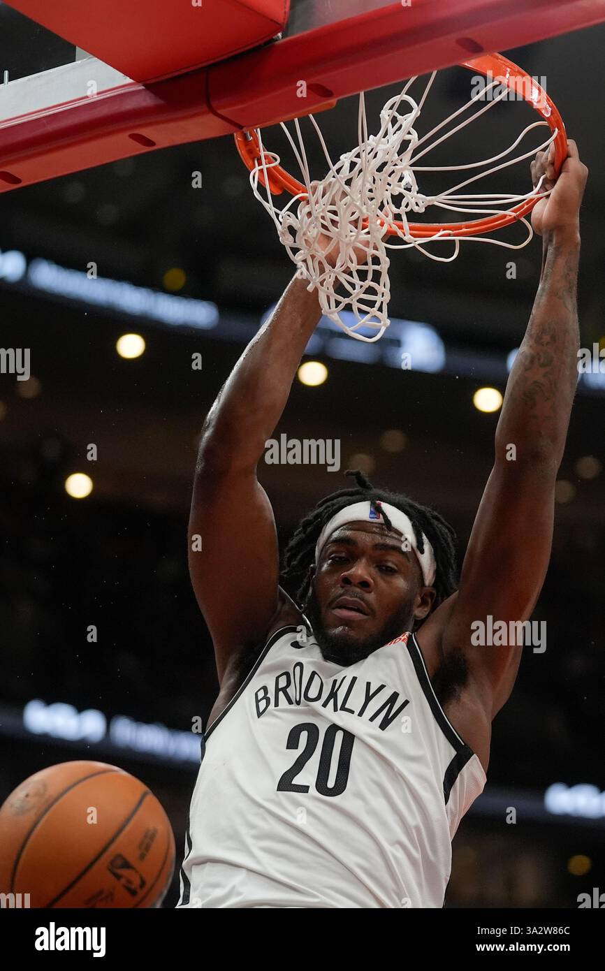 Brooklyn Nets center Day'Ron Sharpe (20) dunks the ball during the ...
