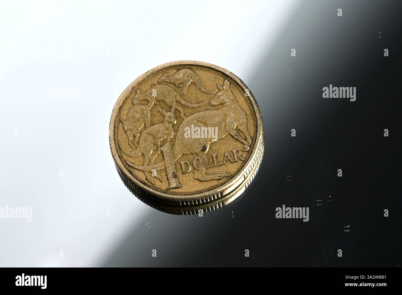 Canberra, Australia. 14th Mar, 2025. A 1 Australian Dollar (AUD) coin ...