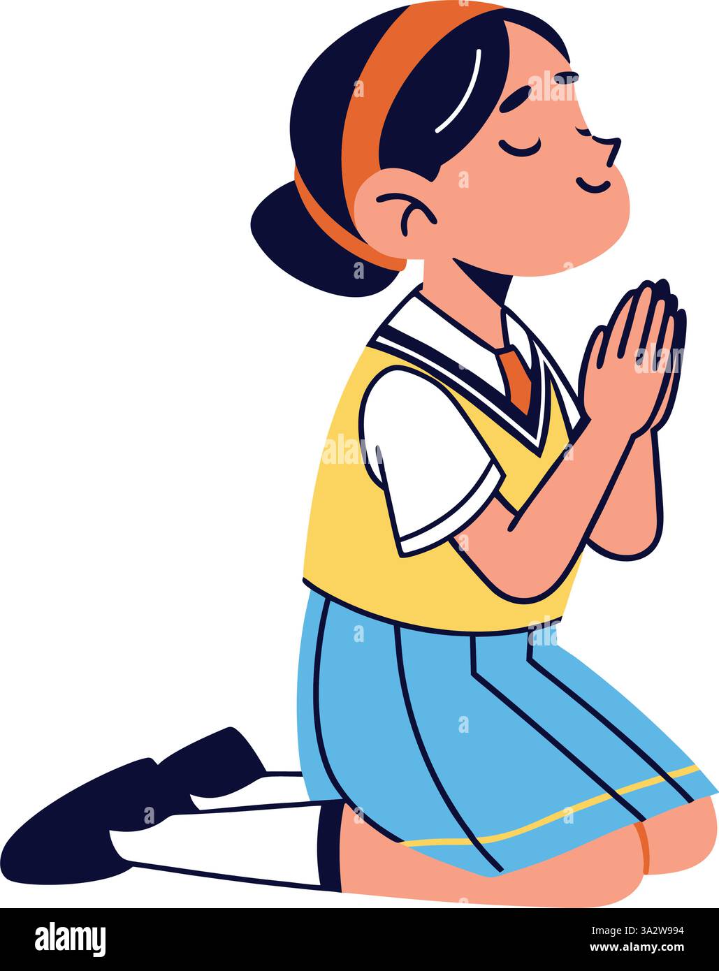 Student Praying on Knees Stock Vector Image & Art - Alamy