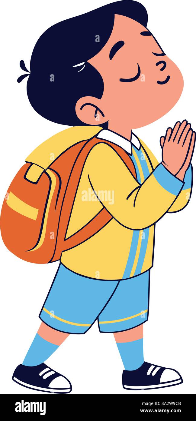 Student Praying with Hands Together Stock Vector Image & Art - Alamy