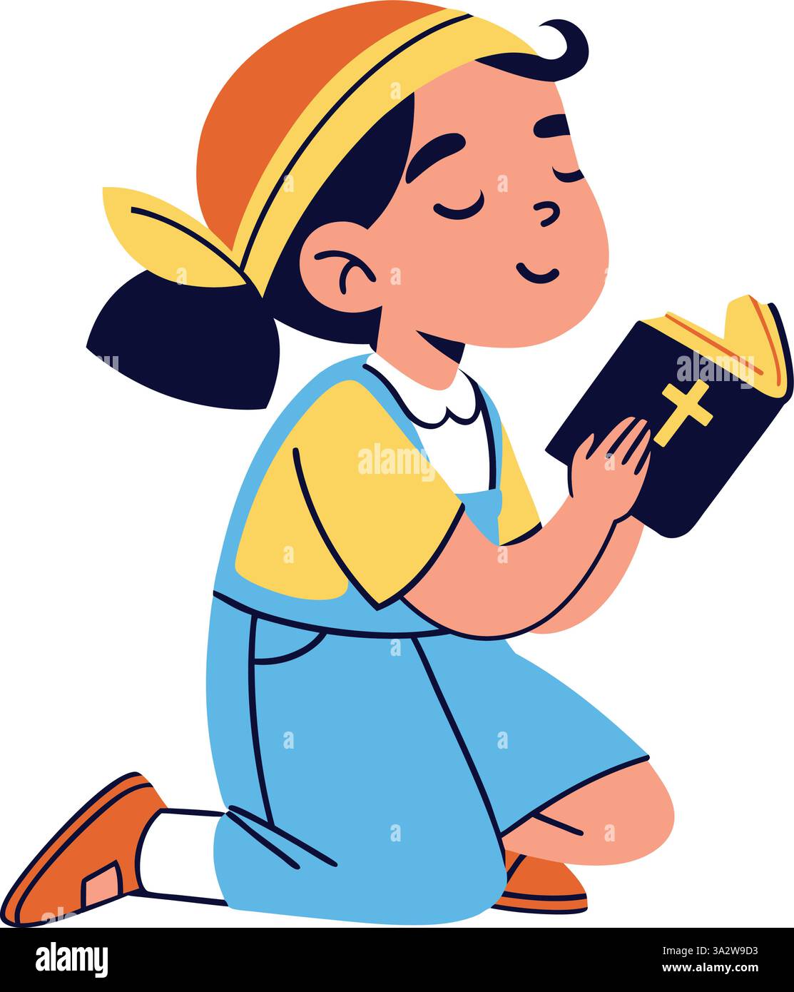 Student Praying with Bible Stock Vector Image & Art - Alamy