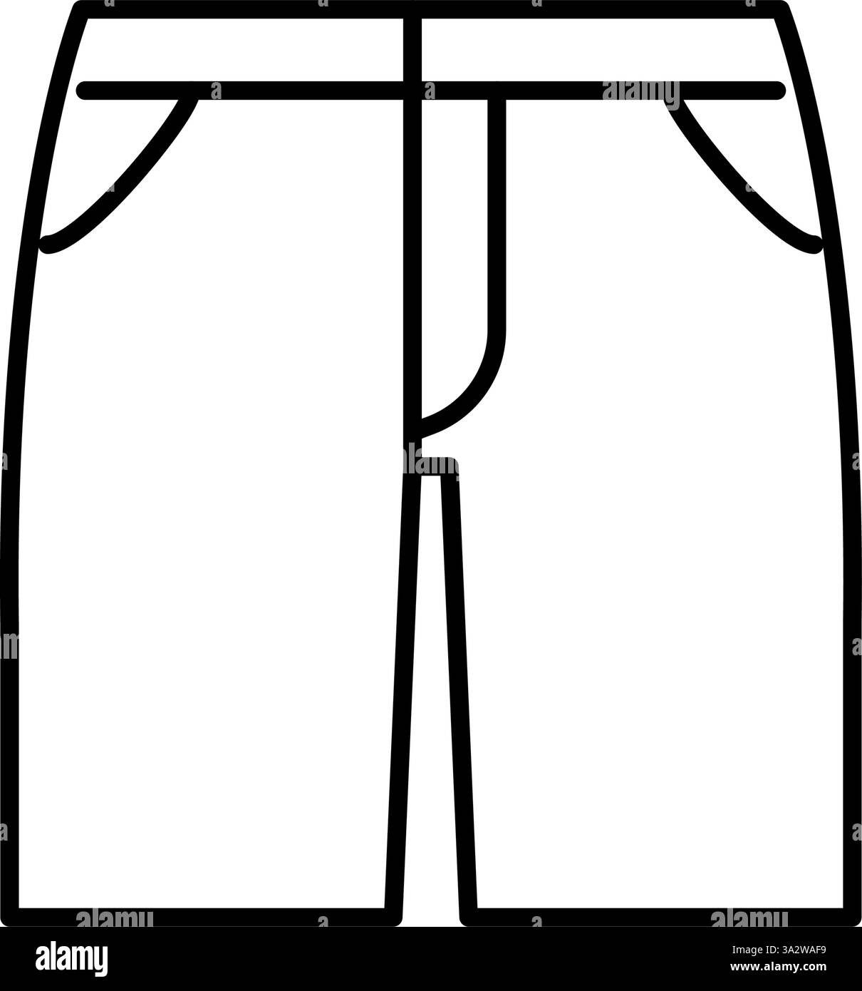 Bottoms, half pants, simple line drawing icon in black and white ...