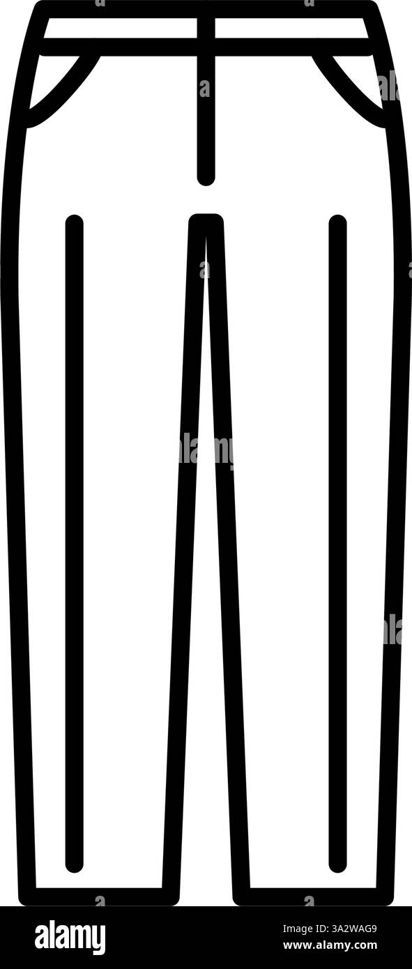 Bottoms, folded trousers (slacks), simple line drawing icon in black ...