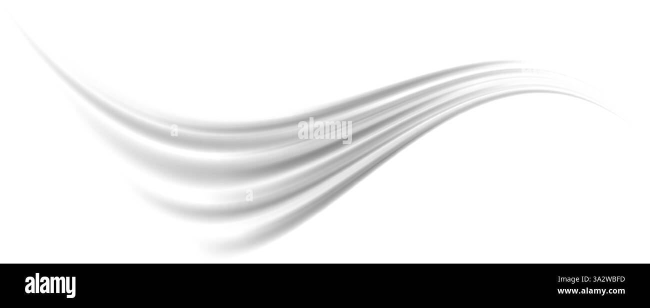 Grey wind lines element. Light curve wavy speed effect. Air stream flow ...